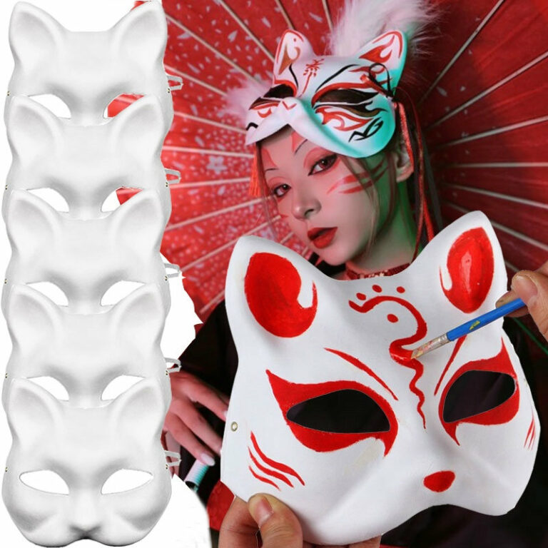 Diy Paintable White Cat Mask For Halloween Cosplay Animal Themed ...