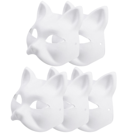 Diy Paintable White Cat Mask For Halloween Cosplay Animal Themed ...
