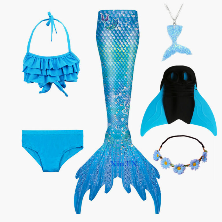 Girls Mermaid Swimwear Set With Monofin Summer Bathing Suit Dress ...