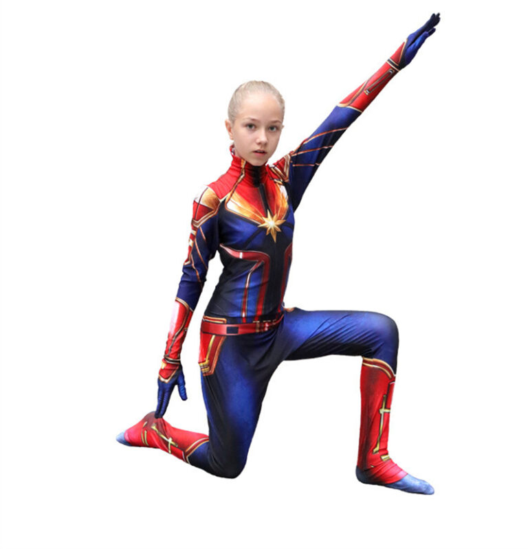Avengers Captain Marvel Kids Cosplay Costume Carol Danvers Superhero ...