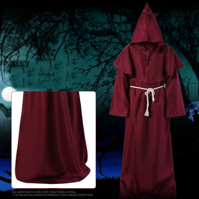 Medieval Wizard Costume Hooded Monk Robe Halloween Cosplay Priest ...
