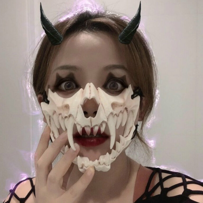 Anime Dragon God Skeleton Half Face Halloween Cosplay Party Mask ...