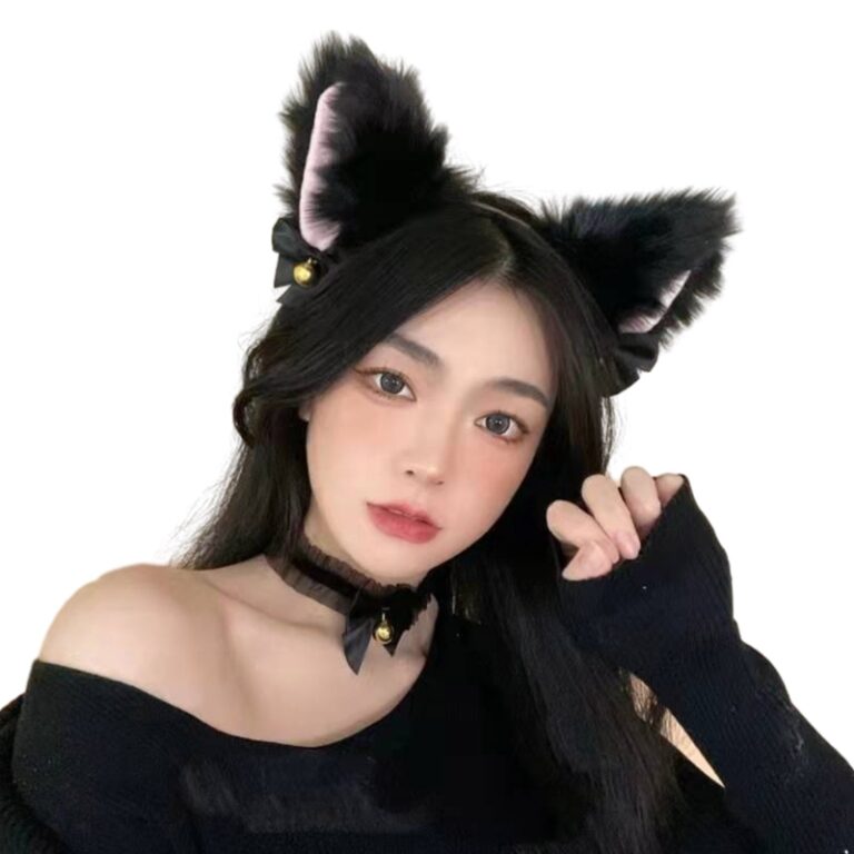 Halloween Christmas Cat Cosplay Set Ears Tail Choker Bell Gloves ...